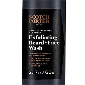 Scotch Porter Exfoliating Beard Wash & Face Cleanser for Men, Travel Friendly | Formulated with Non-Toxic Ingredients, Free of Parabens, Sulfates & Silicones | Vegan | 2.17 oz Bottle