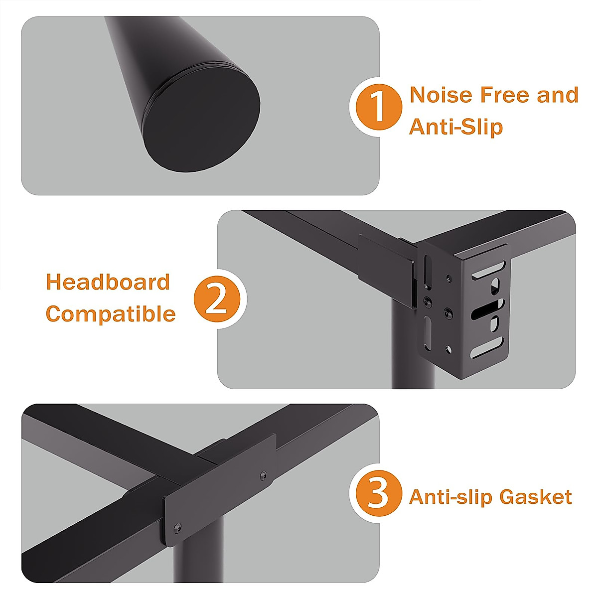 Bednowitz Metal Twin Bed Frames, 7 Inch Hith Bed Base Support for Box Spring and Mattress Foundation, Heavy Duty Basics Bed Frame, Noise Free, Easy Assembly, Black