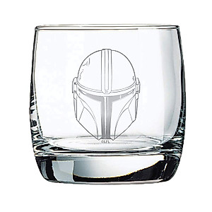 The Mandalorian Glass Set (Helmets) - 10 oz Capacity - Glasses 2-Pack - Star Wars Design - Heavy Base