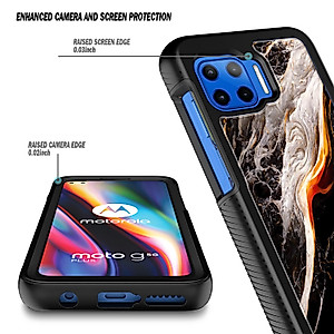NZND Case for Motorola Moto One 5G / 5G UW/G 5G Plus with [Built-in Screen Protector], Full-Body Protection Bumper, Shockproof Protective, Impact Resist Case Cover (Black Marble)
