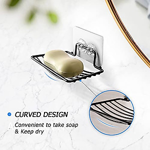 PRAGATISM 6 Pieces Shower Caddy, No Drilling Adhesive Shower Organizer, Large Capacity Shower Shelves with Rustproof Stainless Steel for Bathroom & Kitchen Organization and Storage (black)