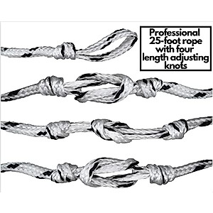 Wakesurf Rope with Handle - Adjustable 25 Foot Tow Rope with 10" Handle (White)