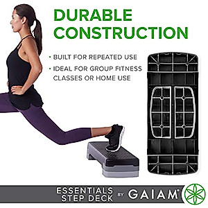 Gaiam Essentials Exercise Step Platform Aerobic Stepper Bench, Fitness Equipment Workout Deck with Adjustable Riser Height & Non Slip Textured Surface, Black