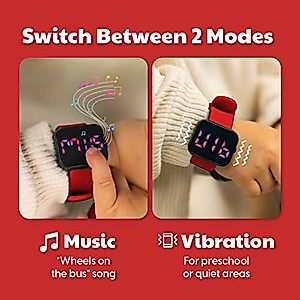 Potty Training Watch for Kids V2 – A Water Resistant Potty Reminder Device for Boys & Girls to Train Your Toddler with Fun/Musical & Vibration Interval Reminders with Potty Training eBook (Red)