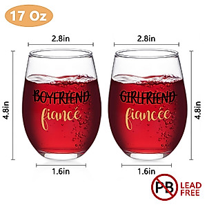 Futtumy Fiance and Fiancee Wine Glass 17Oz, Engagement Gifts for Couples, Engagement Gift, Gifts for Newly Engaged Couples, Engagement Gifts for Boyfriend Girlfriend Him Her Bride Bride to Be