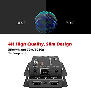 KEQINX 4K HDMI Extender 230ft HDMI Baluns POC HDMI Audio Inserter