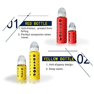 Glass Baby Feeding Bottle Cover, RTDEP Anti-Slip Baby Bottle Sleeve Silicone Covers Protect Insulating