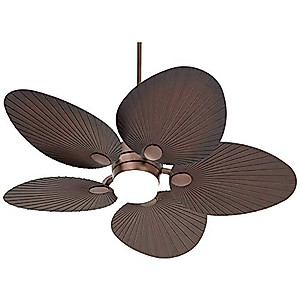 Casa Vieja 52" Casa Breeze Tropical Coastal Indoor Outdoor Ceiling Fan with Light LED Remote Control Oil Brushed Bronze Palm Leaf Damp Rated for Patio Exterior House Porch Gazebo Garage Barn