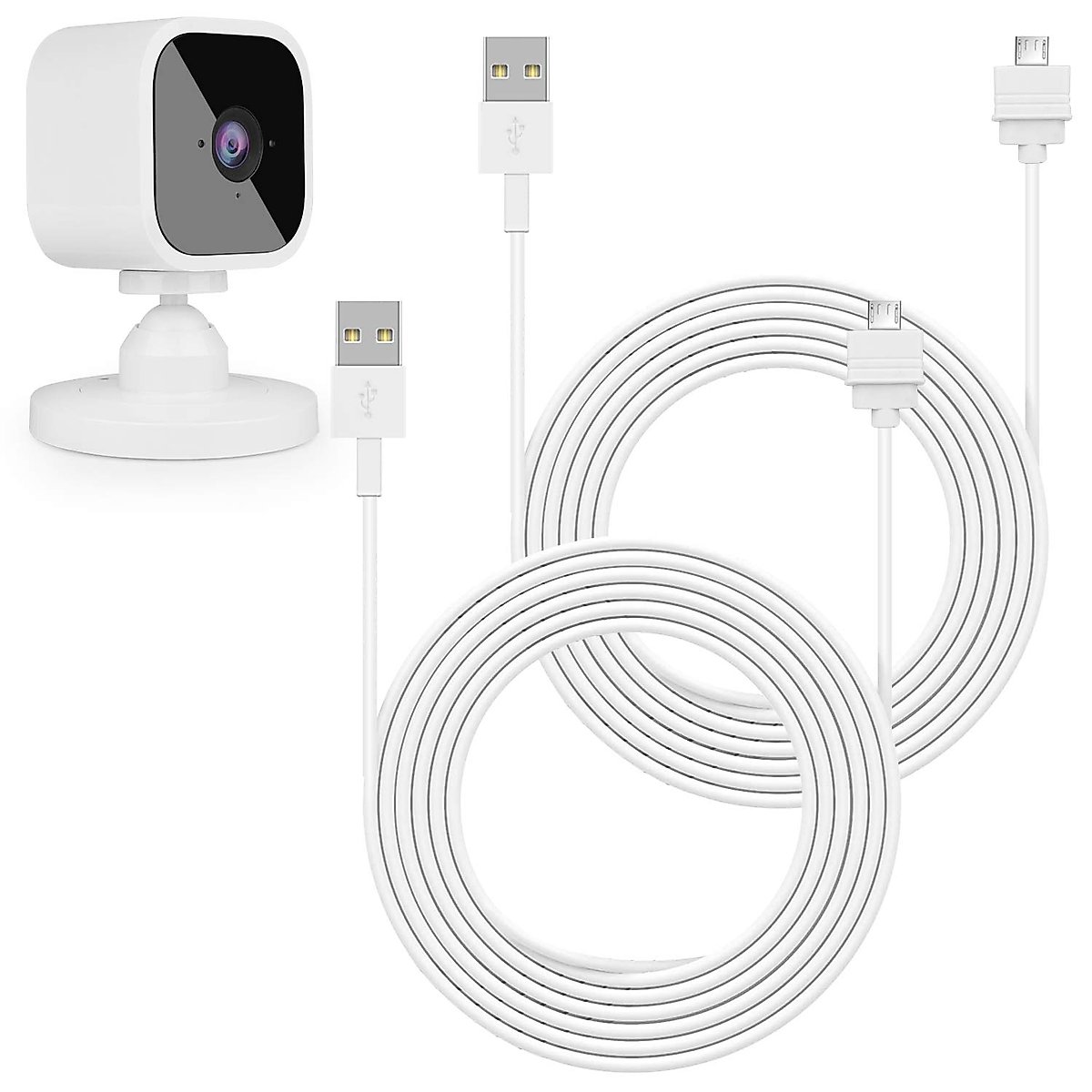 Zeshbit 2Pack 25ft/7.5m Power Cable for Blink Mini Security Camera, Extension USB Cable Continuously Charging Your Blink Mini Indoor Plug-in Smart Camera (Plug and Camera are Not Included)
