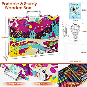 Art Supplies, POPYOLA 180-Piece Deluxe Art Set, Drawing Painting Coloring Kit with Clipboard, Pastels, Crayons, Pencils, Watercolors, Drawing Papers, Arts and Crafts Gift Case for Kids Girls Boys