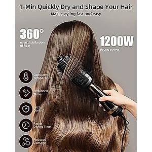 7MAGIC Blow Dryer Brush, 1200W Hair Dryer Brush Blow Dryer for Women, One Step Volumizer and Styler in One, Hot Air Brush with Ceramic Coating for Straight and Curling Hair Salon, Anti Frizz