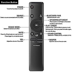 Gvirtue AH59-02767A Universal Remote Control Replacement for Samsung Soundbar Sound Bar Remote Controller Home Theater Surround Sound Bluetooth Speaker System