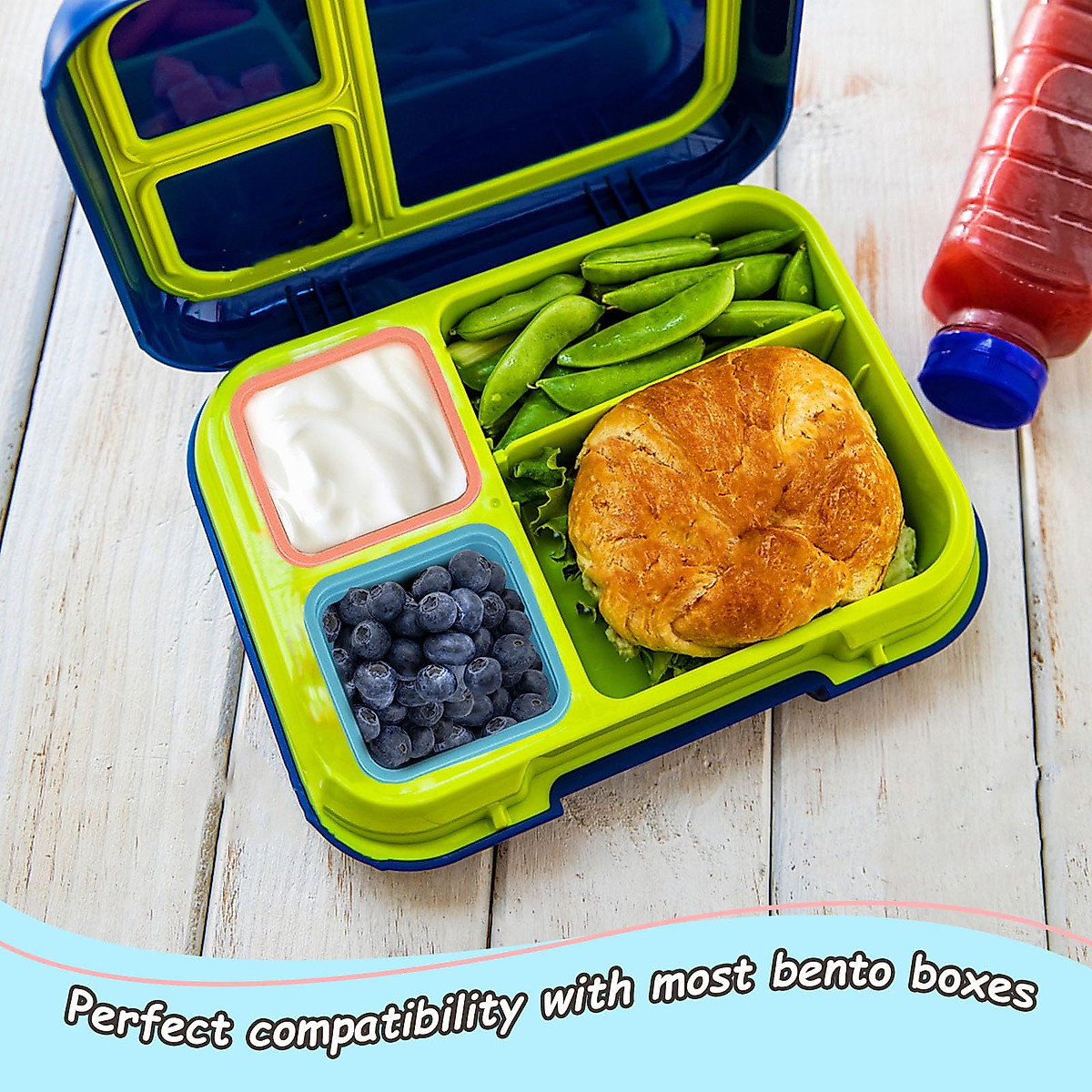 AVAIDave Leakproof Dips Container,4oz Silicone Salad Dressing Container Dipping Sauce Container Compatible with Bento Lunch Box, Snack Condiment Container Dipping Sauce Cups with Lids,2 pcs