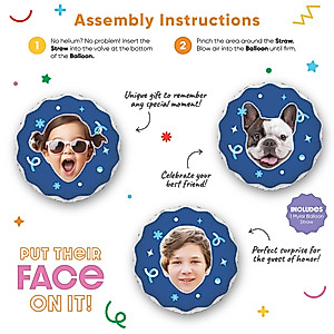 Big Dot of Happiness Personalized Fun Face Photo Blue Balloons, Custom Birthday Balloons, Boy Baby Shower Decorations, Bachelorette Party Decor, Bridal Shower, Double-Sided Mylar Balloon, 1 Piece