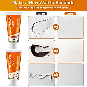 Mckanti 2 Pcs Drywall Repair Kit, Spackle Plaster Wall Repair kit Drywall Hole Patch Kit with Wall Mending Agent, Scrapers, Large Hole Drywall Patch, Sandpaper and Gloves for Wall Surface Crack Fill