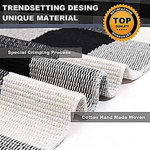 KaHouen Buffalo Check Runner Rug (24 x 71 Inches),Hand-Woven Buffalo Plaid Runner Rugs, Black and White Checkered Outdoor Rugs for Kitchen/Living Room/Bathroom/Laundry Room (2x6 ft, Checkered Carpet)