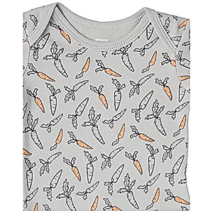 Amazon Essentials Unisex Babies' Short-Sleeve Bodysuits, Pack of 6, Multicolor/Bunny/Carrots/Rugby Stripe, 6-9 Months