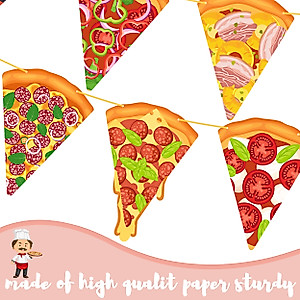 Pizza Party Banners Pizza Birthday Party Decorations 2Pcs Pizza Garland Cutout Banners for Pizza Time Theme Baby Shower Supplies