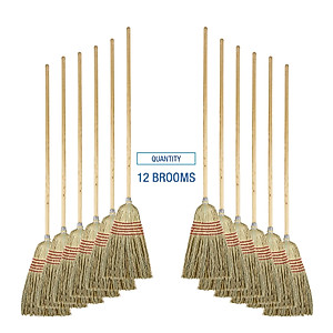 Boardwalk BWK926YCT 56 in. Yucca/Corn Fiber Bristles Parlor Broom - Natural (12/Carton)