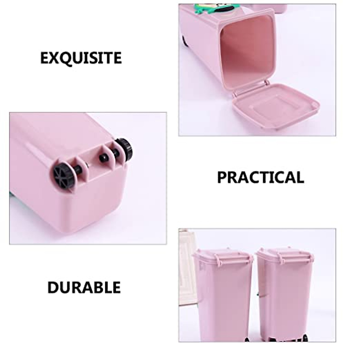 ULTECHNOVO Recycle Bin Small Trash Can with Lid, 2pcs Plastic Mini Wastebasket with Avocado Pattern for Home Office Kitchen Vanity Bedroom Bathroom and Funny Gift Garbage Truck