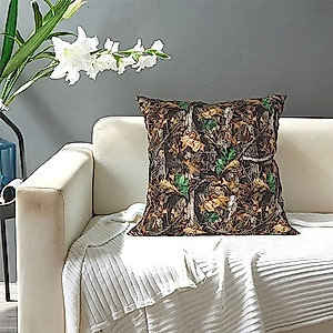 WURTON Cold Tree Camouflage Print Throw Pillow Covers, Soft Square Cushion Case,for Sofa, Couch,Bed Chair-18 X 18 Inch
