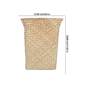 NUOBESTY Laundry Baskets Small Woven Basket Trash can Wastebasket Square Garbage Container bin for bathrooms Kitchen Home Offices Craft Laundry Utility Rooms garages Natural Waste Paper Basket