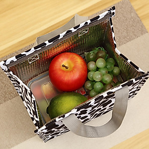 GODWOODS Insulated Lunch Bag for Women Men Large Lunch Box Container Reusable Leakproof Tote for Office, Work, Beach or Travel (Cow Print Lunch Bag)