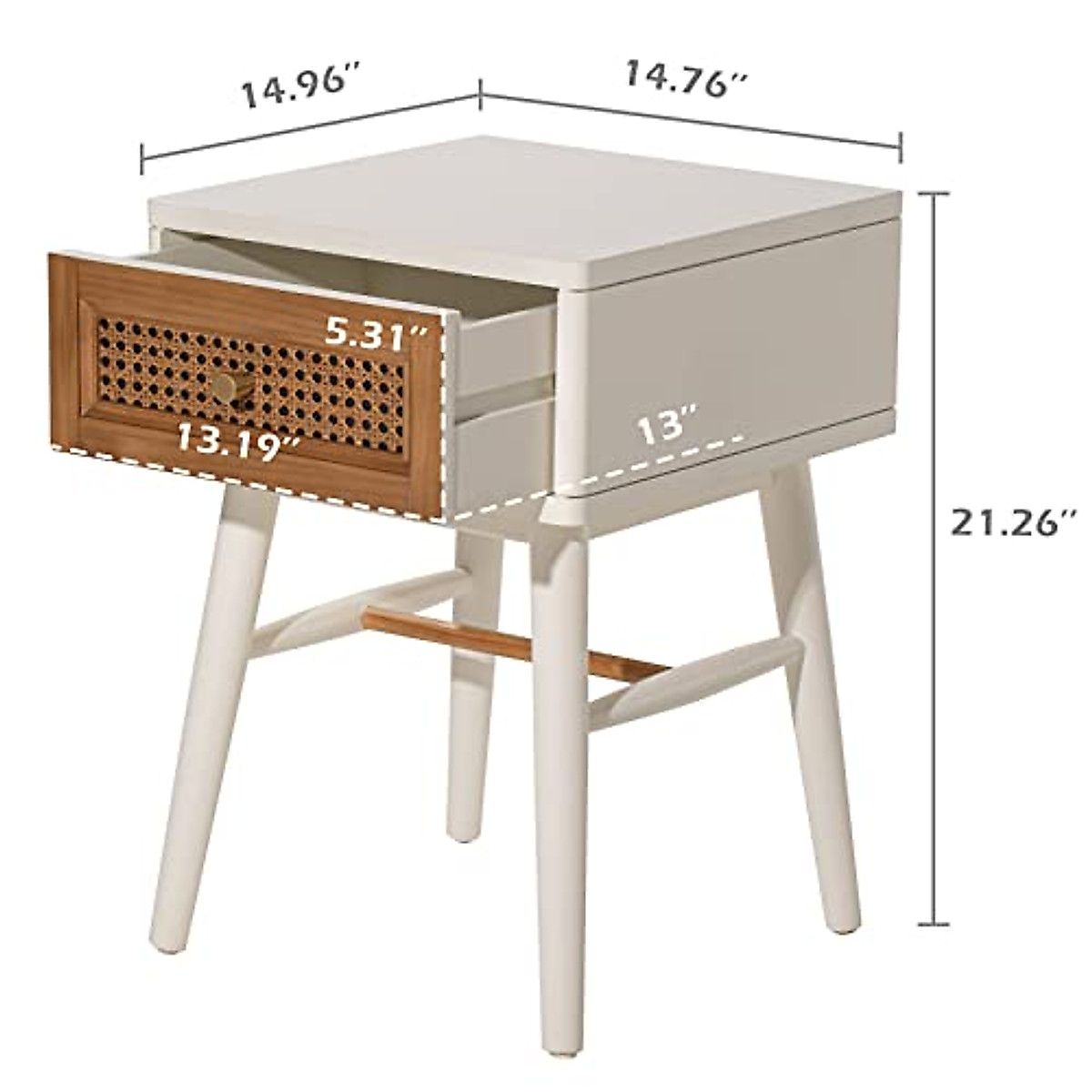 COZAYH Set of 2 Fully-Assembled Modern Farmhouse Clean-Lined Nightstand, End Table with 1 Drawer,Distressed White (X03008-1-2P)