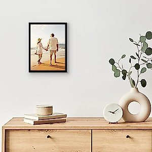 Americanflat 6x8 Picture Frame with Shatter-Resistant Glass - Use as 4x6 Frame with Mat or 6x8 Frame Without Mat - Streamline Collection - Thin Photo Frame for Wall and Tabletop Display - Black