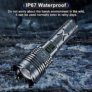 WENOTK Rechargeable Led Flashlights,high Powered Flashlight Super Bright,Handheld Tactical Flashlight with Waterproof, 6 Modes, Zoomable, Powerful Flashlights for Camping Home Emergencies
