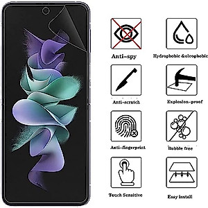 Hraxkaxu for Samsung Galaxy Z Flip 4 5G Privacy Screen Protector,Anti-Peeping Nano Soft Film Inner Screen+Out Up Screen Anti-Peeping Soft film Anti-Spy Protective Film, Transparent