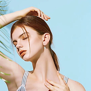 Moonstone Leverback Earrings for Women Sterling Silver Tree Life 6mm Moonstone Dangle Earrings Jewelry Gifts Hypoallergenic Earrings for Women Daughter Sensitive Ears