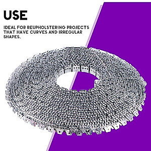 Swpeet 65 Feet Flexible Metal Tack Strip Three-Tooth Upholstery Curve Ease Grip for Furniture, Chairs, Sofa Finish Edges on Curved Arms, Wingback or Arched Portion of Chairs