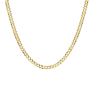 Lovearing 14k Yellow Gold 2.0mm Curb Link Hollow Chain Necklace 18 Inches with Spring Ring Clasps