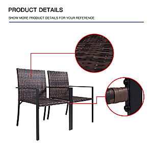 SUNNYMALL 2 Piece Patio Chairs Set of,Outdoor Wicker Dining Chairs,Steel Frame,All-Weather PE Rattan Armchair,for Garden Outdoor Furniture for Backyard Deck,Support 265lb (Brown)