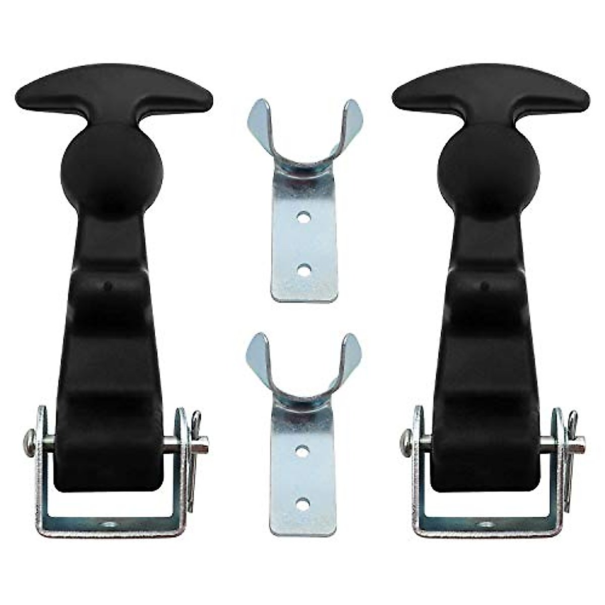 QWORK 2Packs 4.7 inch T-Handle Draw Latches with Brackets, Rubber Flexible Hood Catch t-Handle Hasp, for Tool Box, Hood, Vehicle Engine
