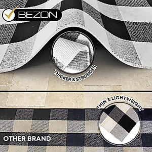 Black and White Buffalo Plaid Rug - 24x71- Cotton Buffalo Plaid Rug for Outdoor/Indoor Use - Washable Large Mat for Living Room, Bathroom, Bedroom, Patio