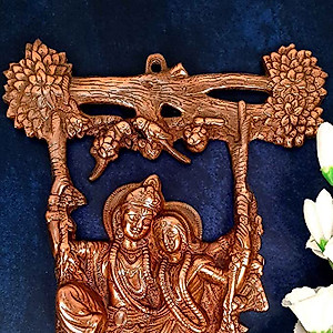 APKAMART Radha Krishna Jhula Wall Hanging -14.5 Inch Height - Metal Wall Showpiece For Wall Decor, Room Decor, Home Decor And Gifts