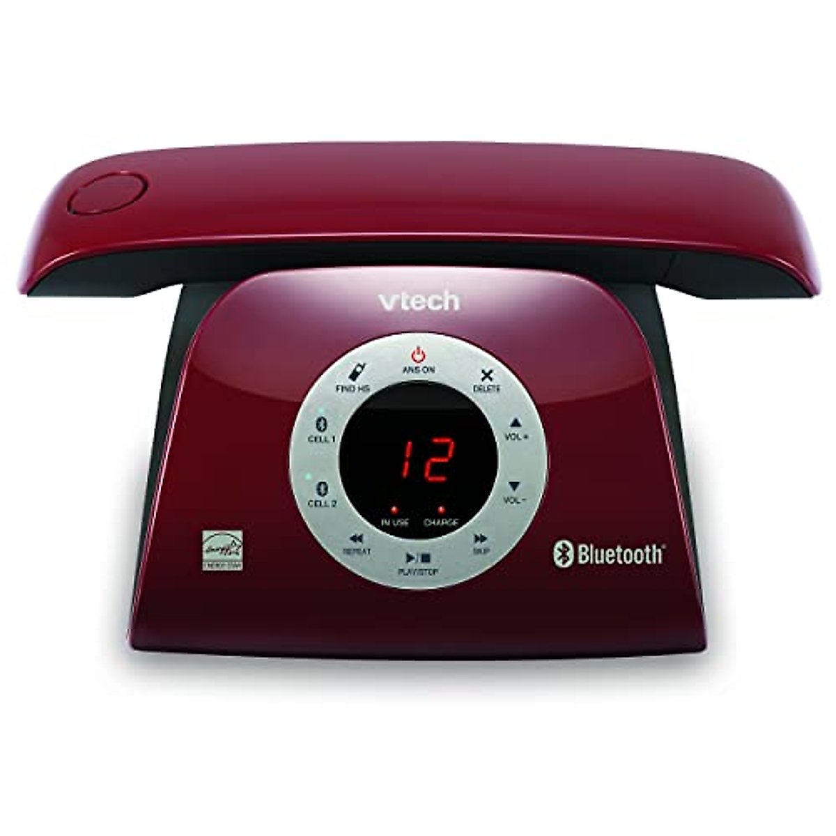 VTECH VS122-16 Retro-Design DECT 6.0 Cordless Phone: Bluetooth Connect to Cell, Call Blocker, Answering System, Full-Duplex Speakerphone, Up to 1000 Phonebook Contacts & 1000 Call Block Entries