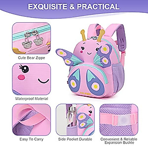 Mini Toddler Backpack for Girls Kids Backpack for Perschool with Chest Strap 3D Cartoon Butterfly Kindergarten Schoolbag for Little Girl Boy Ages(2-5)…