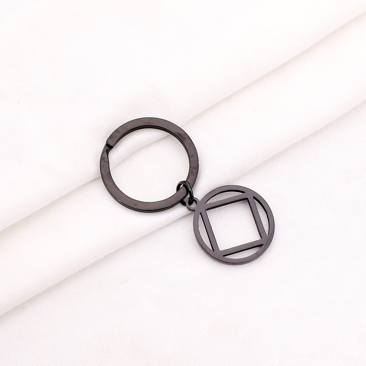 Recovery Gifts NA Jewelry Narcotics Anonymous Necklace Keychain 12 Step Addict Jewelry Recovery Sobriety Gift(NA Keychain Black)