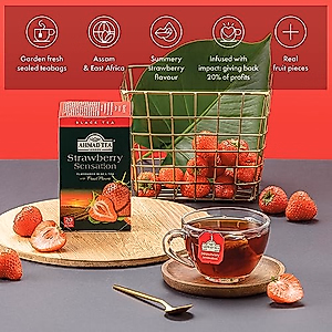 Ahmad Tea Black Tea, Strawberry Sensation Teabags, 20 ct (Pack of 1) - Caffeinated & Sugar-Free