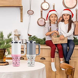 Thxbag Christmas Boot for Stanley Cup, Silicone Protector Sleeve for Stanley Quencher H2.0 FlowState Tumbler 40oz / Adventure Quencher Tumbler 40oz Cup Accessories (Christmas-Pink, 40 oz), SKT407