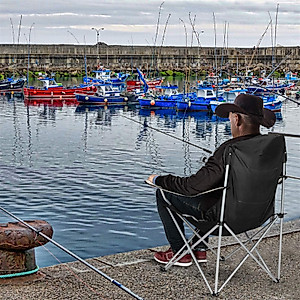 Vasitelan Outdoor Camping Chair with Back Support, Padded Lawn Chairs Folding Arm Chair with Bag, Cup Holder