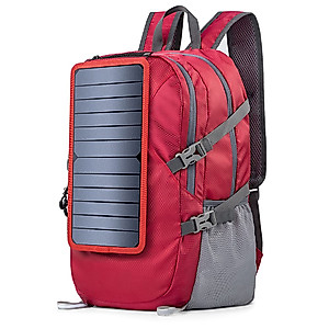 ECEEN Hiking Backpack Travel Daypack Packable with 7Watts Solar Panel Charger for Phone Power Bank Outdoor Emergency