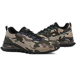 ikunka Men'S Fashion Sneakers Lightweight Breathable Walking Shoes Tennis Cross Training Shoe Non Slip Trail Running Shoes（Camo 11.5）