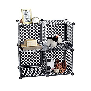 Organize It All Set of 4 Stacking Cubes, Dimensions: 30.2 x 30.2 x 14.8 inches, Stackable Cubes, Great for Any Room, Home Organization, Black