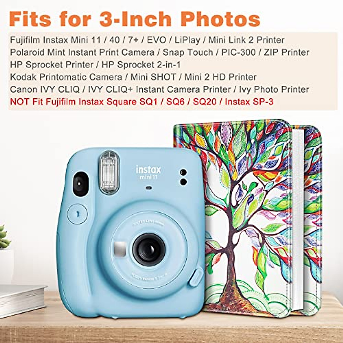 Fintie Mini Photo Album for 3-Inch Film - 104 Pockets Album for Fujifilm Instax Mini 12/EVO/11/40 Instant Camera & Mini Link 2 Printer