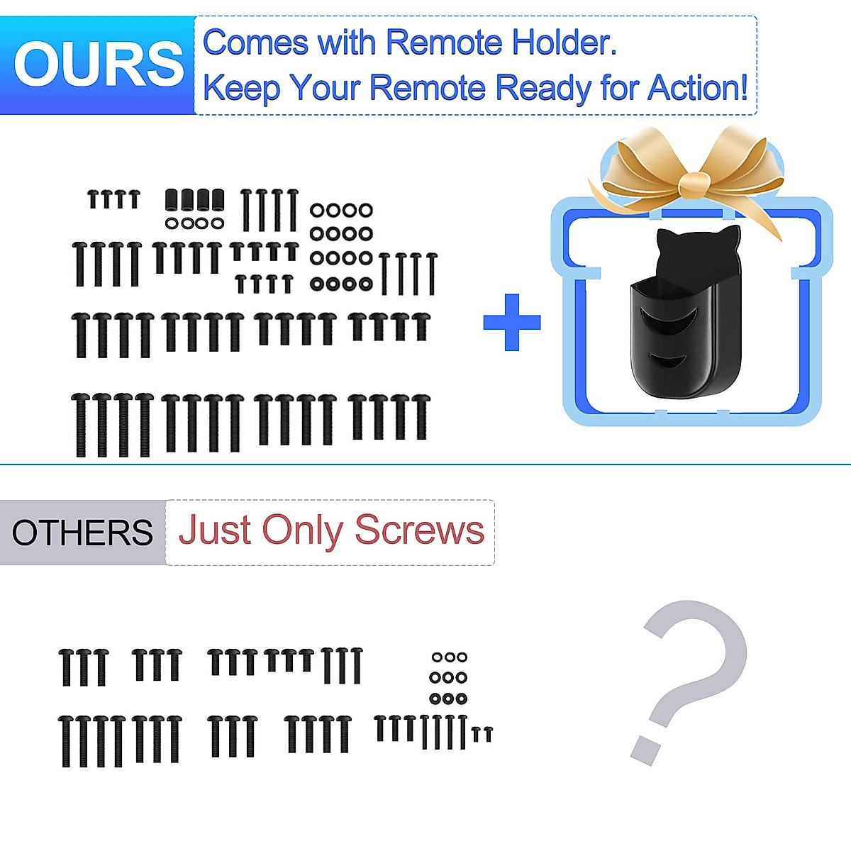 Universal TV Mount Kit for Onn, Sony, Westinghouse, Philips, Toshiba, Insignia - Includes M4, M5, M6, M8 TV Mounting Screws, Washers & Remote Holder