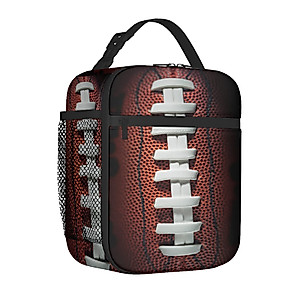 Football Lunch Bag for Women Men, Insulated Reusable Lunch Box for Work Office School Picnic - Portable Lunch Tote Bag Cooler Bag